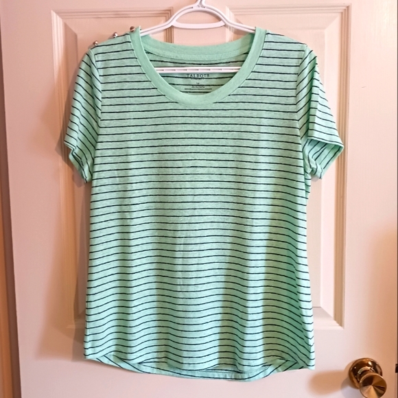 Talbots | Tops | Talbots Green Stripped Tshirt | Poshmark